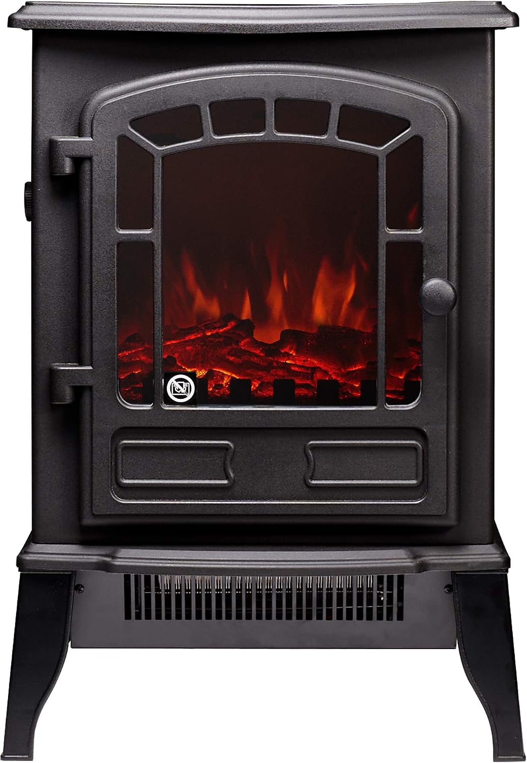 The Ripon 1&2KW Freestanding Black Electric Stove with Realistic LED ...