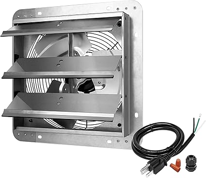 iPower 12 Inch Shutter Exhaust Fan Aluminum,High Speed 1620RPM, 1600 ...