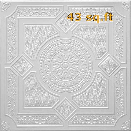 Styro Pro Decorative Styrofoam Ceiling Tiles to Cover Popcorn, Pack of ...
