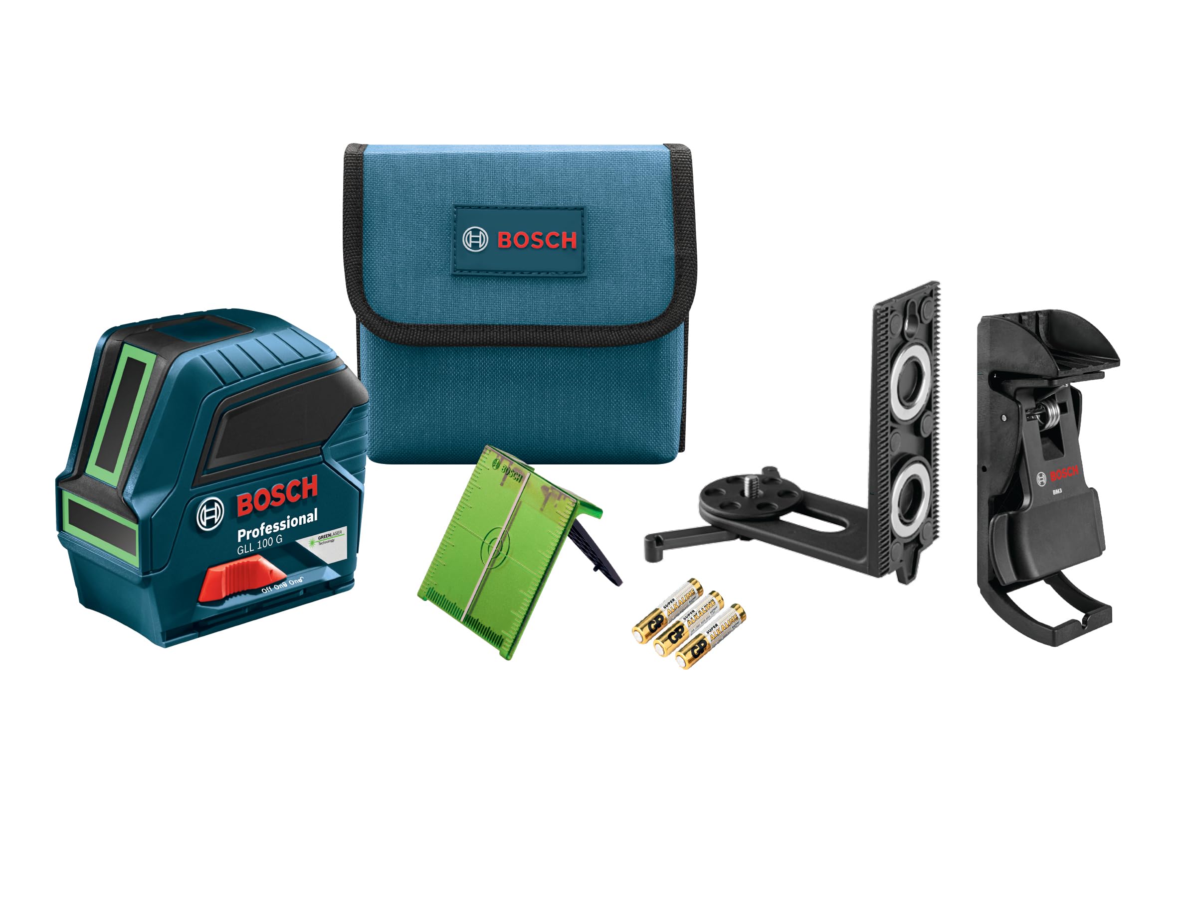 BOSCH GLL 100 GX 100 Ft Green-Beam Self-Leveling Cross-Line Laser ...
