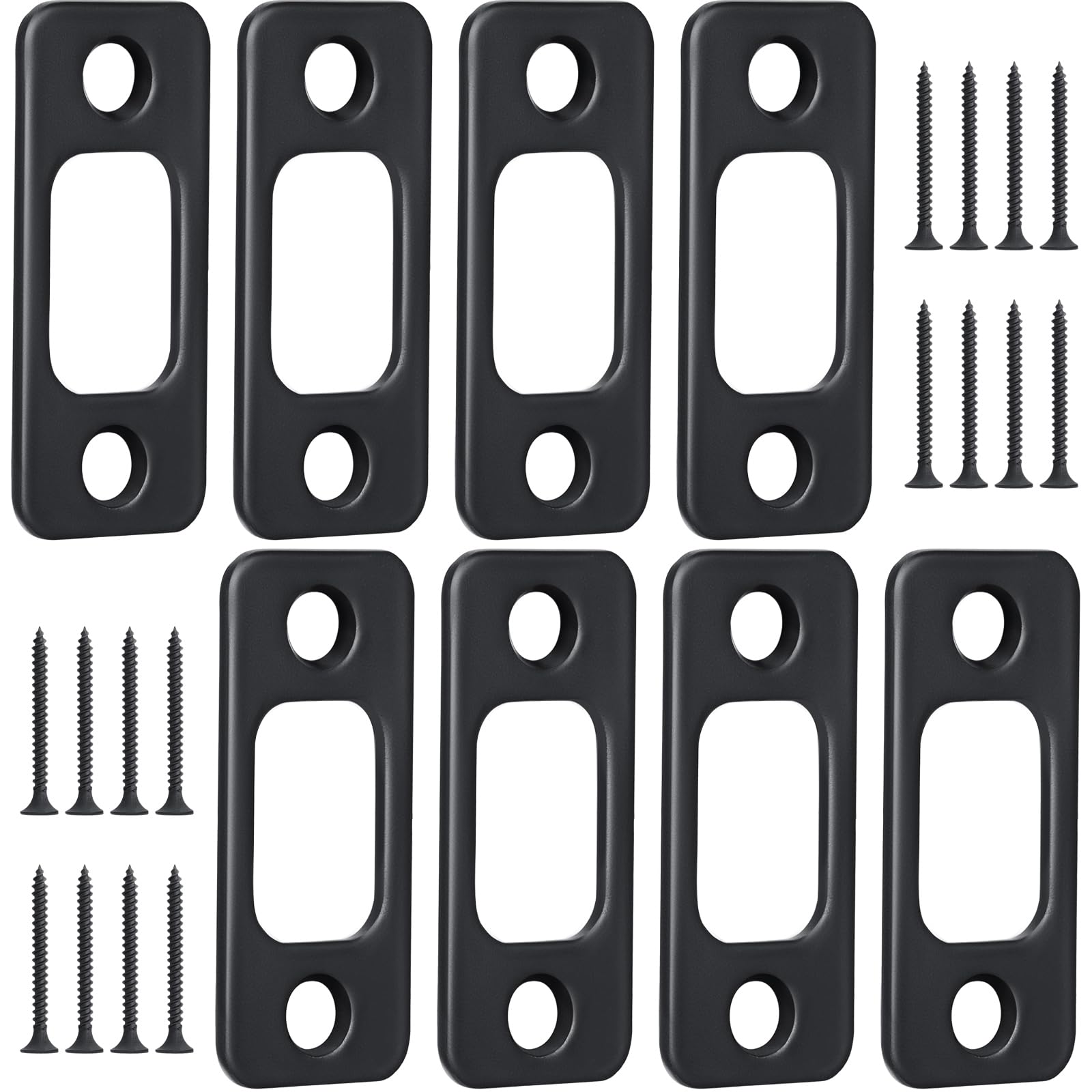 Blulu 8 Pcs 1" x 2-1/4" Door Deadbolt Strike Plate Carbon Steel Round ...
