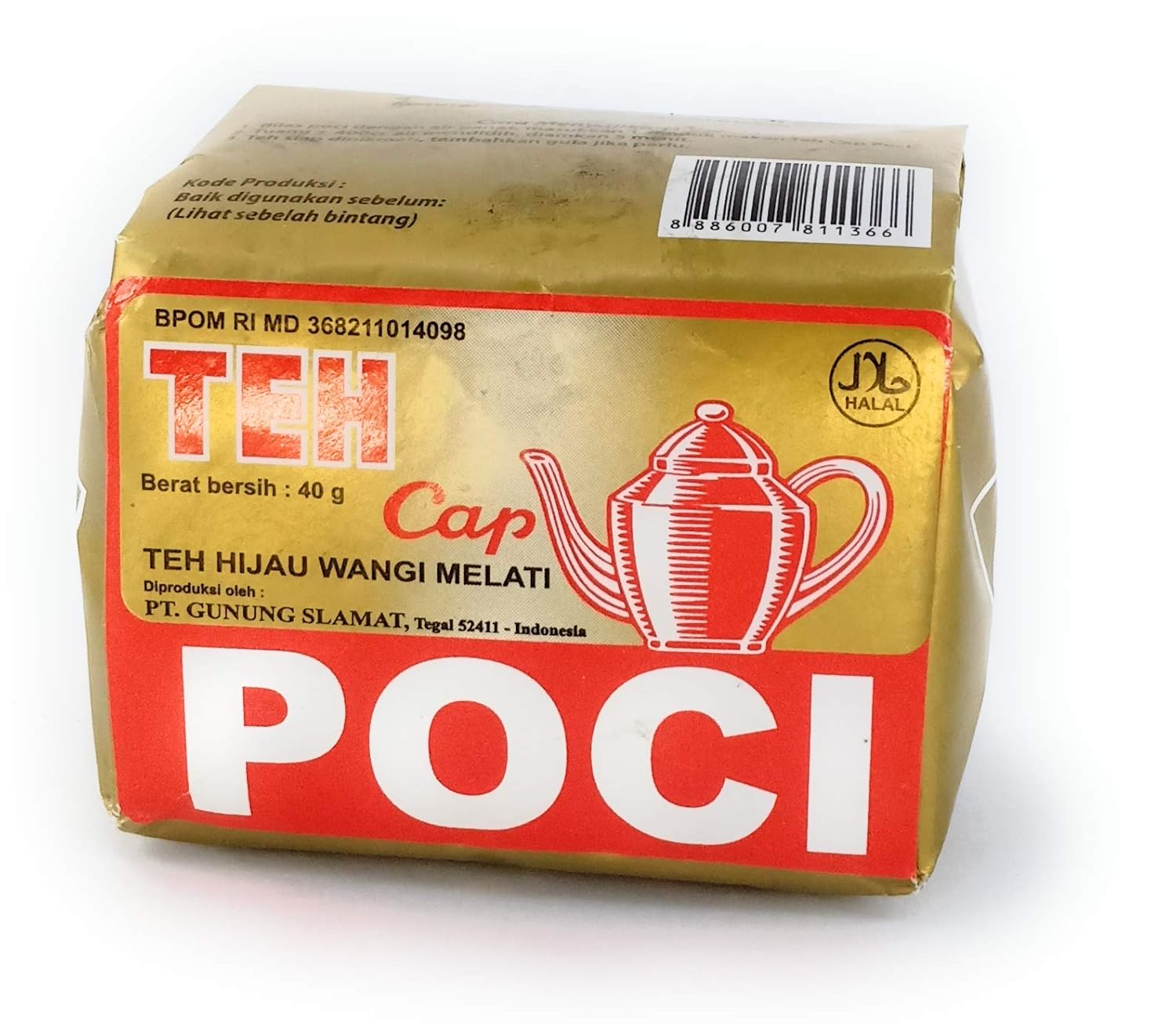 Amazon.com : Teh Cap Poci Mas - Poci Gold Green Tea Jasmine Loose, 40 ...