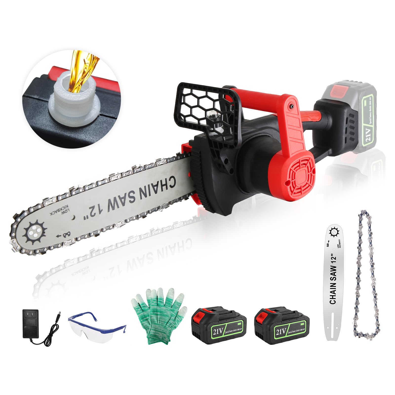 Cordless Electric Chainsaw, 12 Inch Brushless Cordless Chainsaw with ...