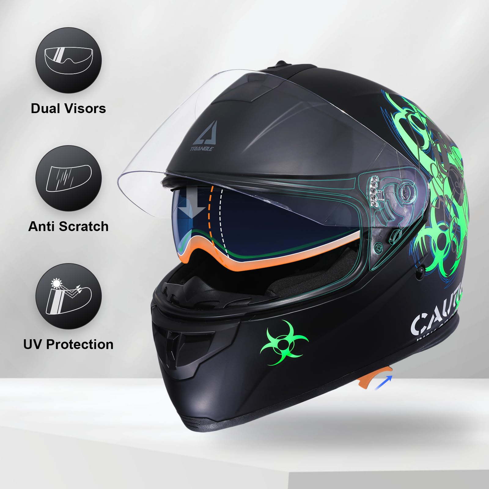 Mua TRIANGLE Dual Visor Motorcycle Helmet Full Face Helmets with Tinted ...