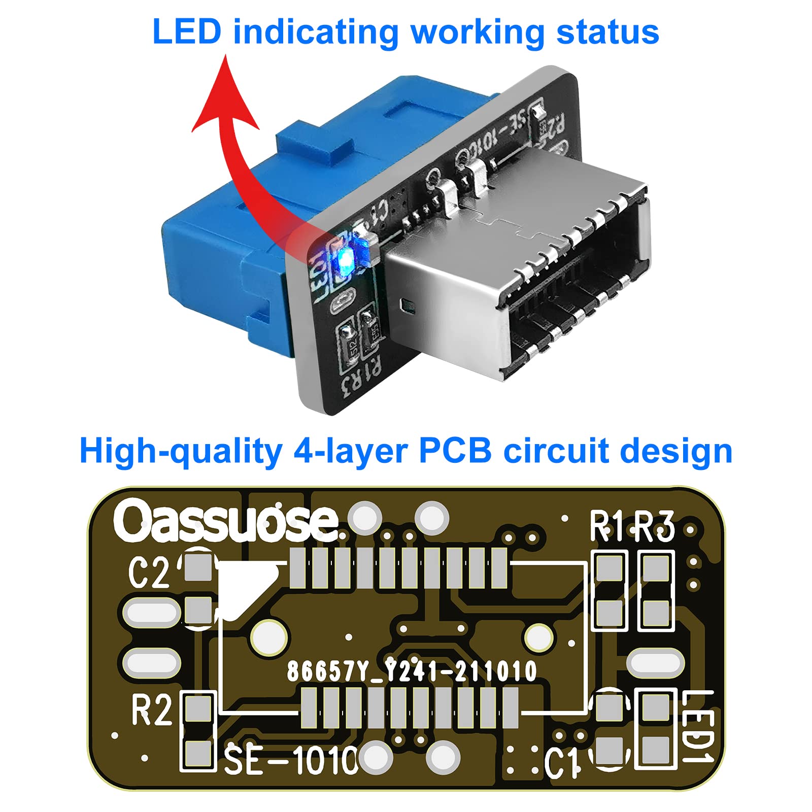 Mua Oassuose Mainboard USB 3.0 19PIN(3.1 Gen 2) to Type-C 3.1 Front ...
