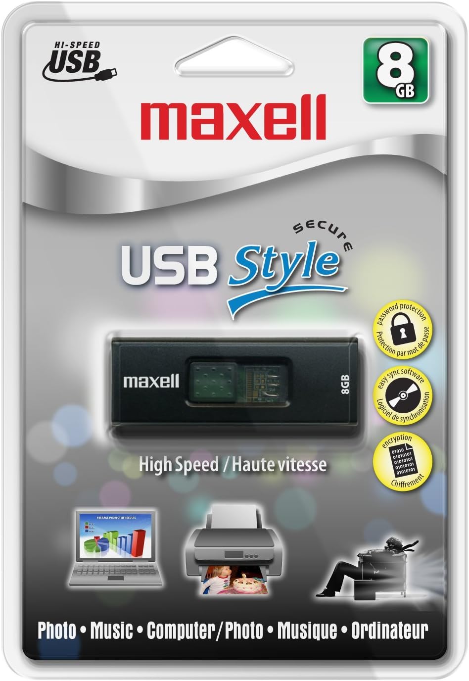 Amazon.com: Maxell USB Style 8 GB USB 2.0 Flash Drive 503302 (Black ...