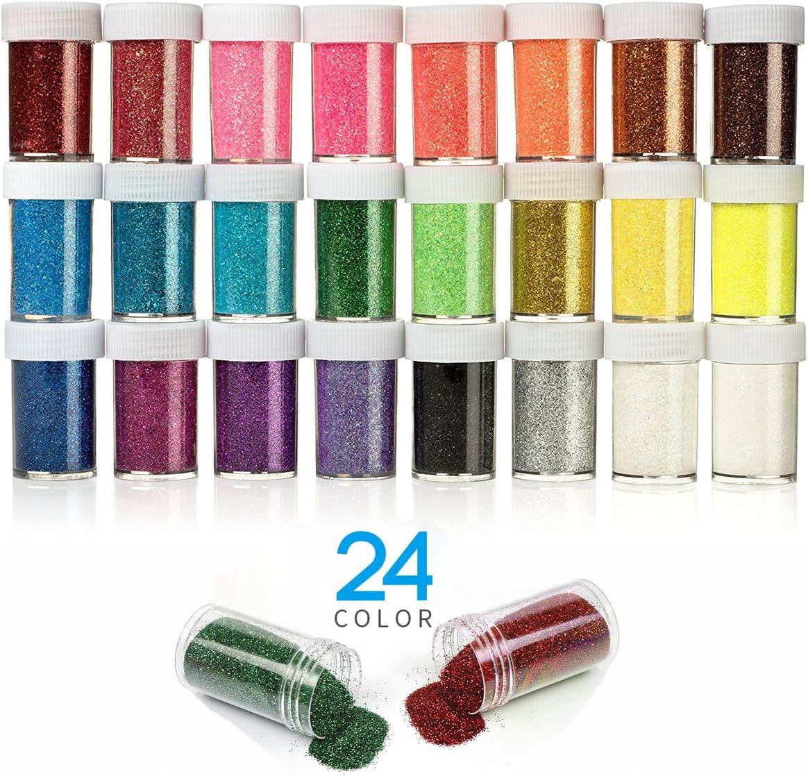 Amazon.com: 24 Pack Glitter Shake Jars, Fine Glitter Powder for Slim ...