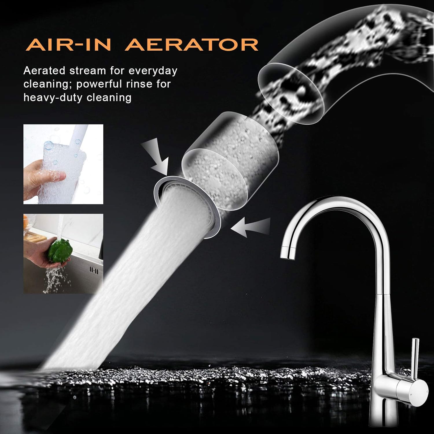 Kitchen Sink Mixer Taps Ultra Slim Modern Single Lever Monobloc 360 ...