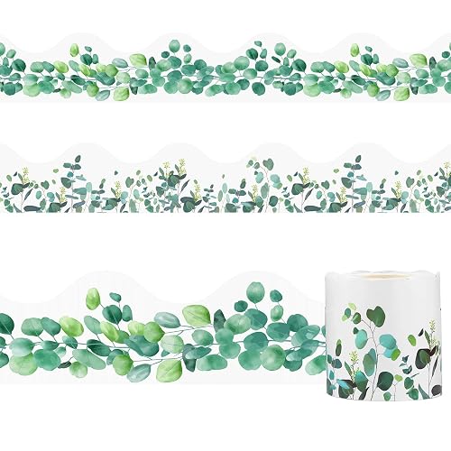 Aodaer 49 Feet Eucalyptus Bulletin Board Borders Greenery Die-Cut ...