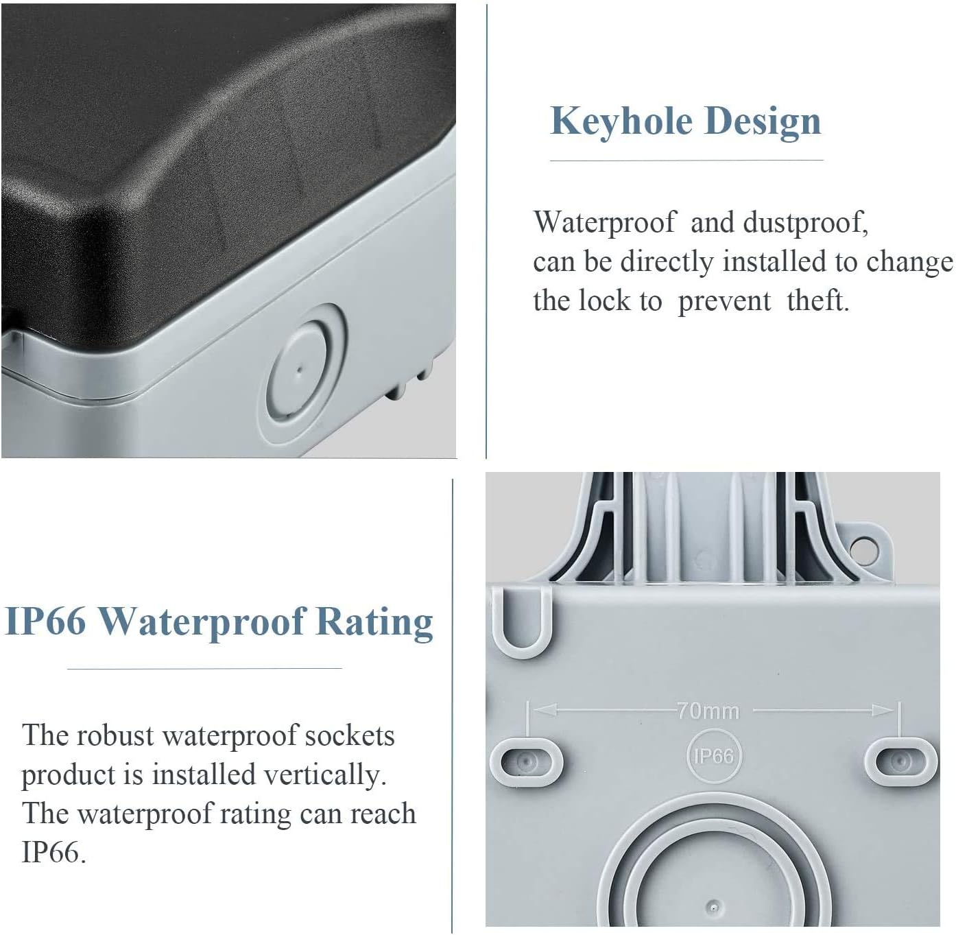 Single Outdoor Socket Waterproof Socket, Wall Electrical Outlets, IP66 ...