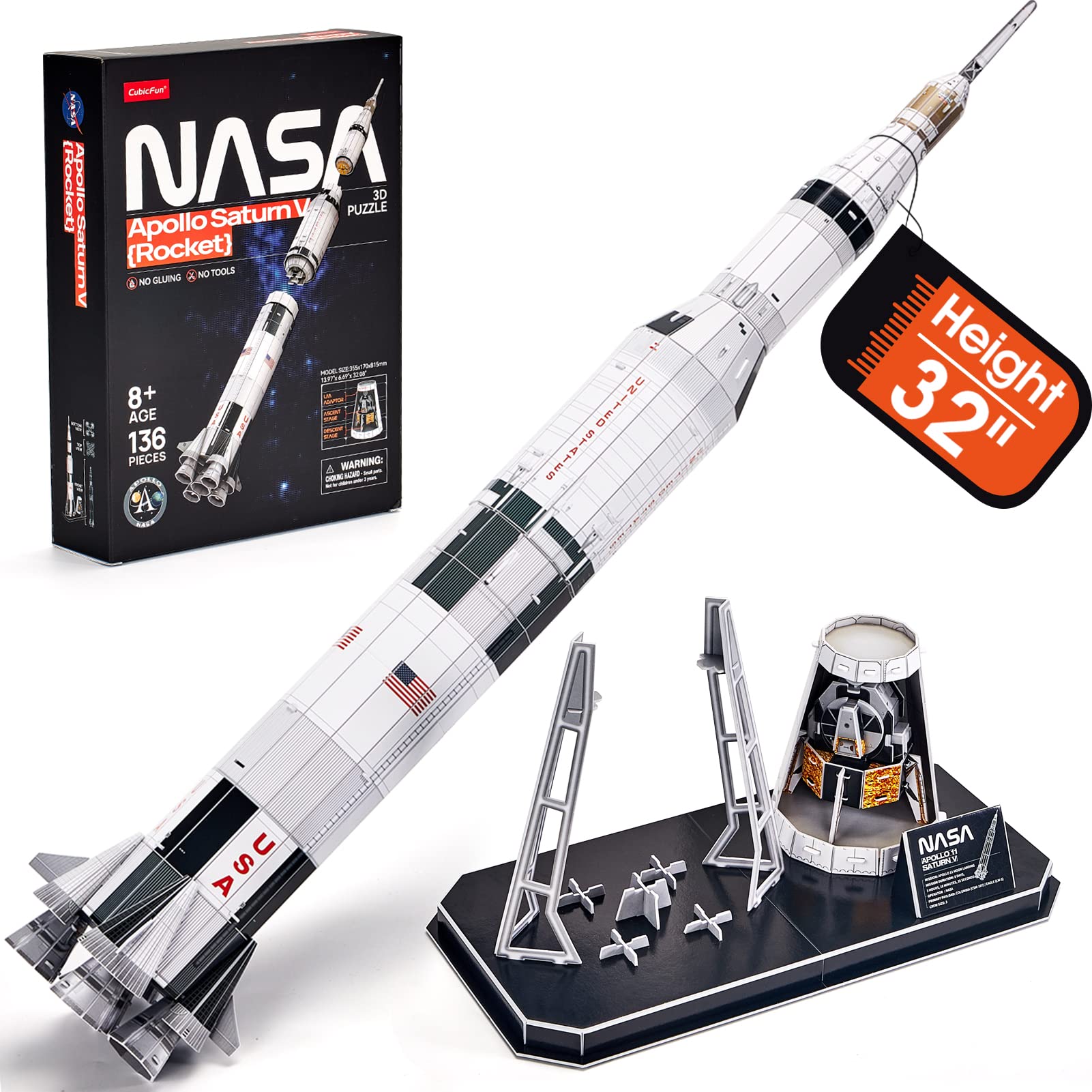CubicFun NASA Apollo Saturn V 3D Puzzles for Adults Kids Space Toys for ...