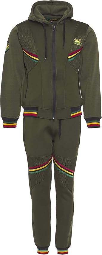 Rastafarian Tracksuits Bottom and Hooded Jacket 2 Piece Set (Large ...