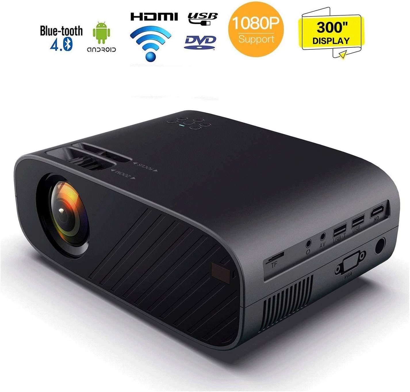 ZCD Video Proyectores, 6000 Lux Inicio proyector de película, 200 ...