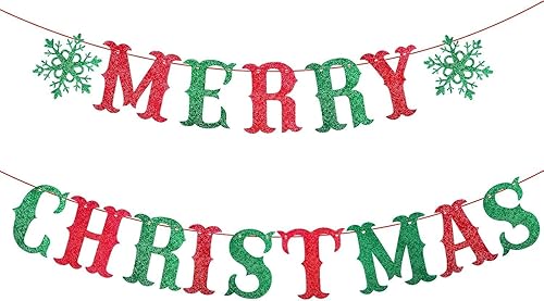 Red and Green Merry Christmas Banner, Xmas Banners Christmas for Xmas ...