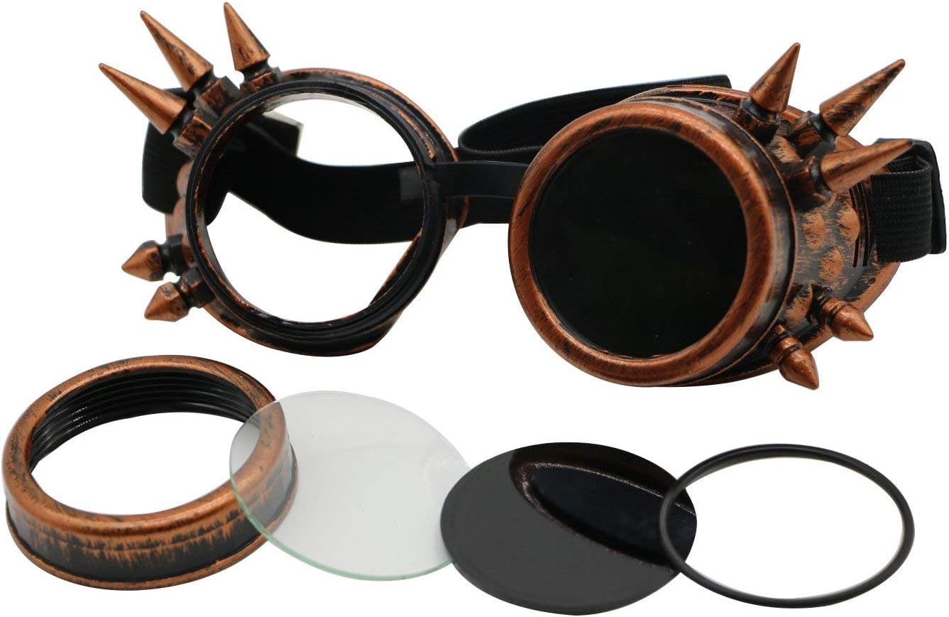 Vintage Spiked Steampunk Goggles Glasses Welding Cyber Punk Gothic ...