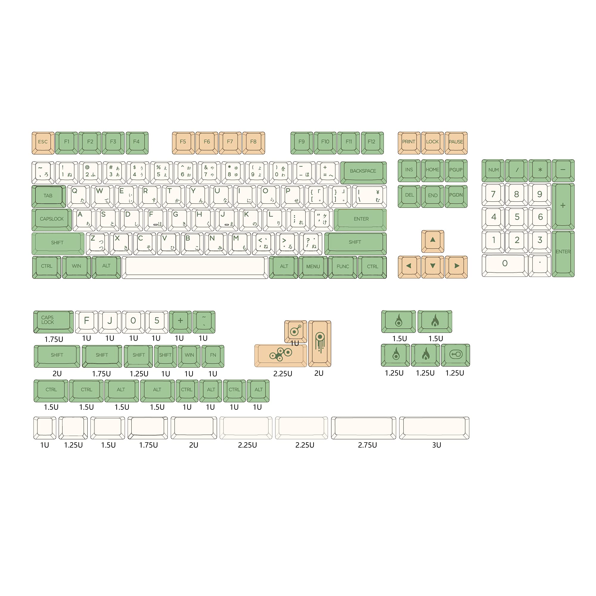 Mua Retro ZDA PBT Cute Japanese Keycaps Similar to XDA Keycap Dye Sub ...