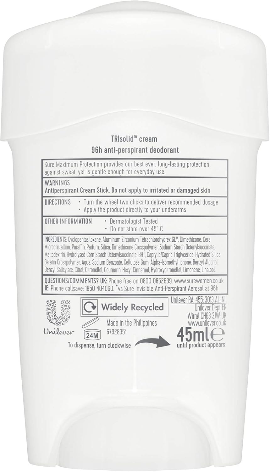 Sure Maximum Protection Sport Strength Anti-perspirant Cream Stick 45 ...