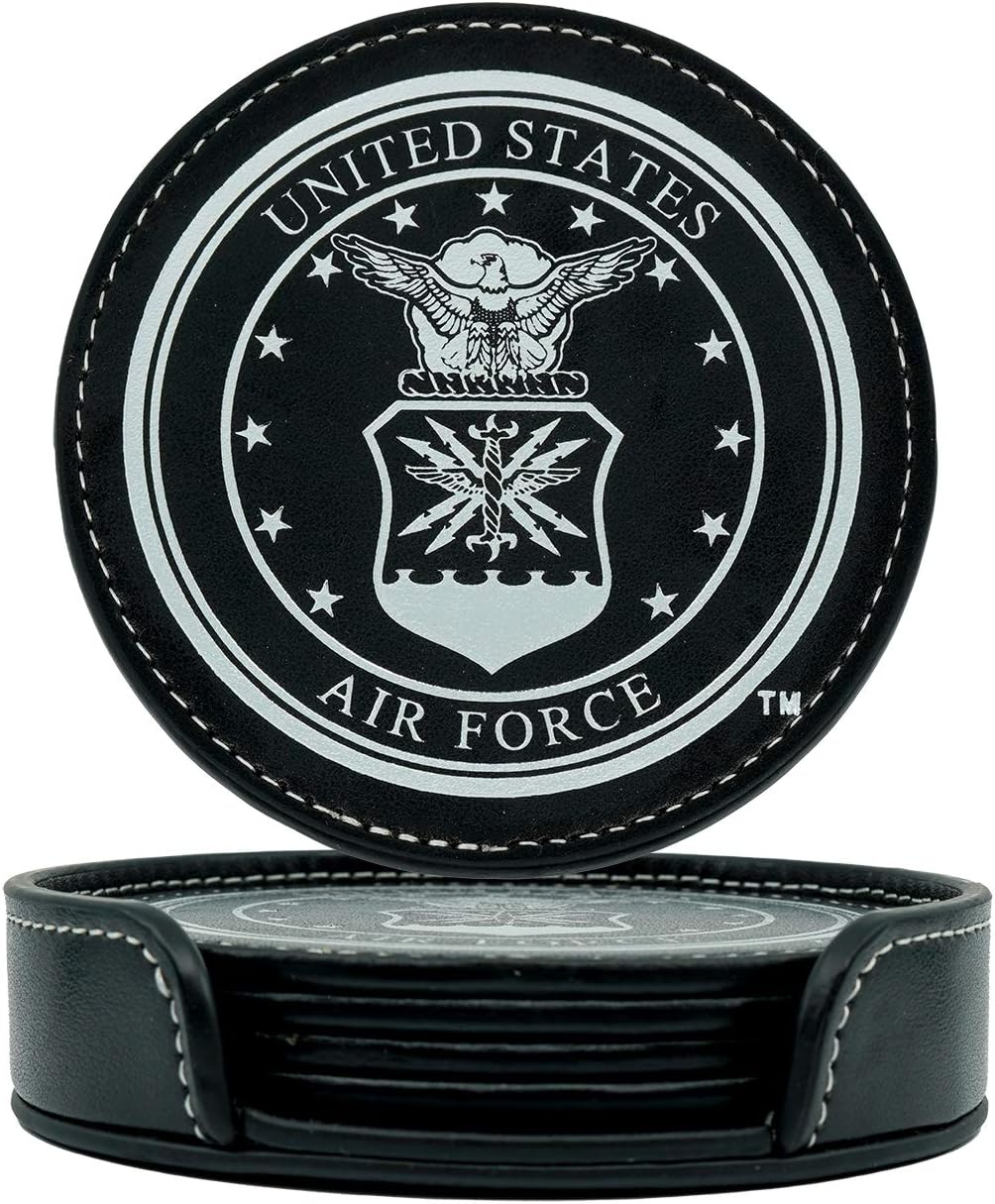Amazon.com: Military Gift Shop Air Force Coasters Set - 4 USA Drink ...