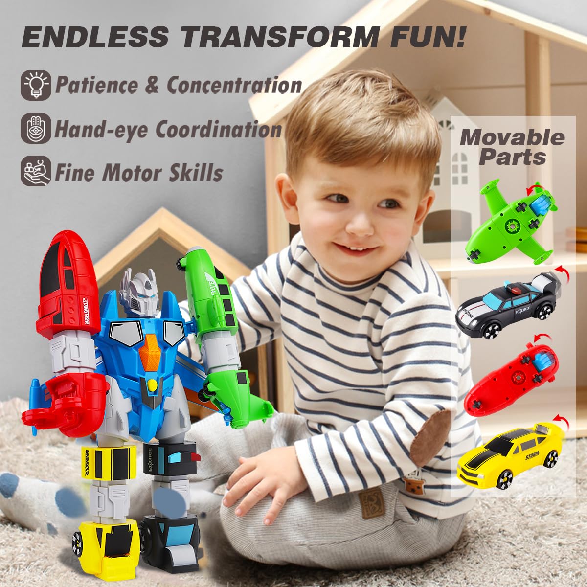 Mua 5-in-1 Magnetic Vehicles Playset Toy, Transform to Robot, Mix ...