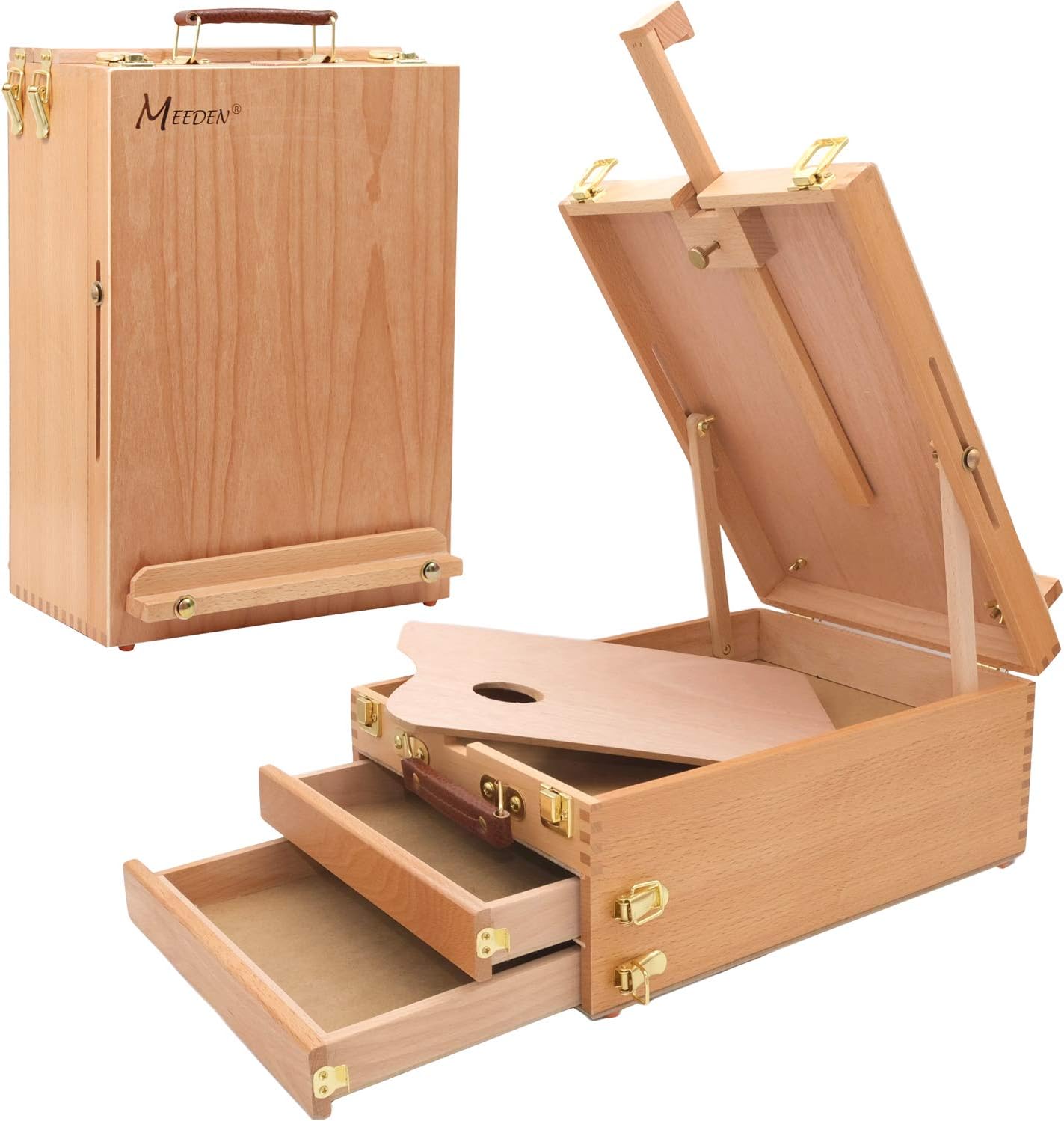 MEEDEN Artist Tabletop Sketchbox Easel -Multi-Function Adjustable Beech ...