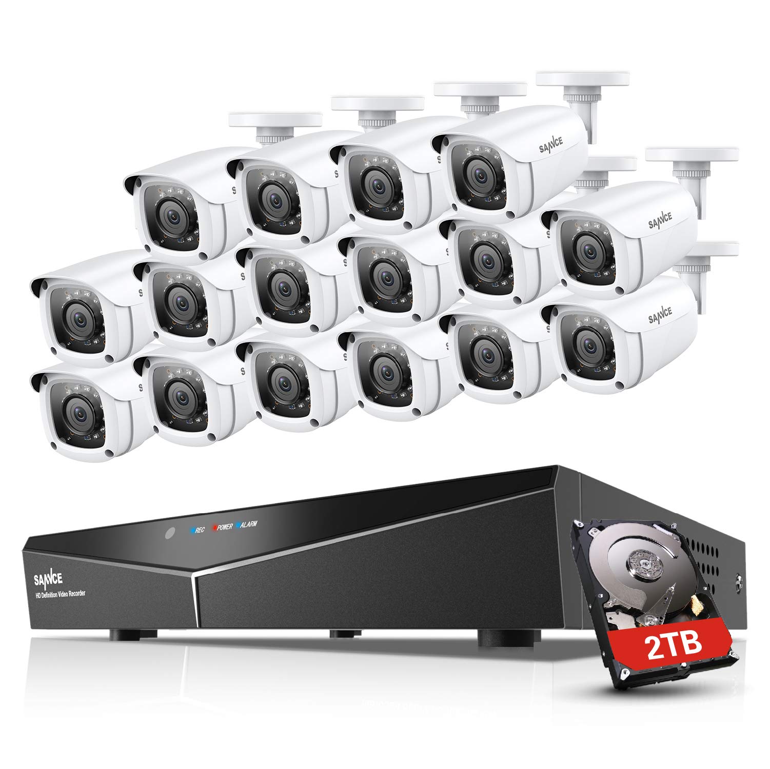 Buy Sannce HomeGuard DIY CCTV Kit 1080N HD 16CH DVR+ 2TB HDD+ 16x 720P Vandal/Weatherproof ...