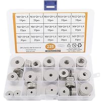 Toolly Large Penny Fender Washers, 225 Pieces 15 Sizes Silver Zinc Plated Alloy Steel Flat ...