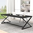 Amazon.com: IBF Large Black Computer Desk, 70.8” Long Writing Desk for ...