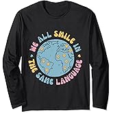 Amazon.com: We All Smile In The Same Language Funny ESL Teacher T-Shirt ...