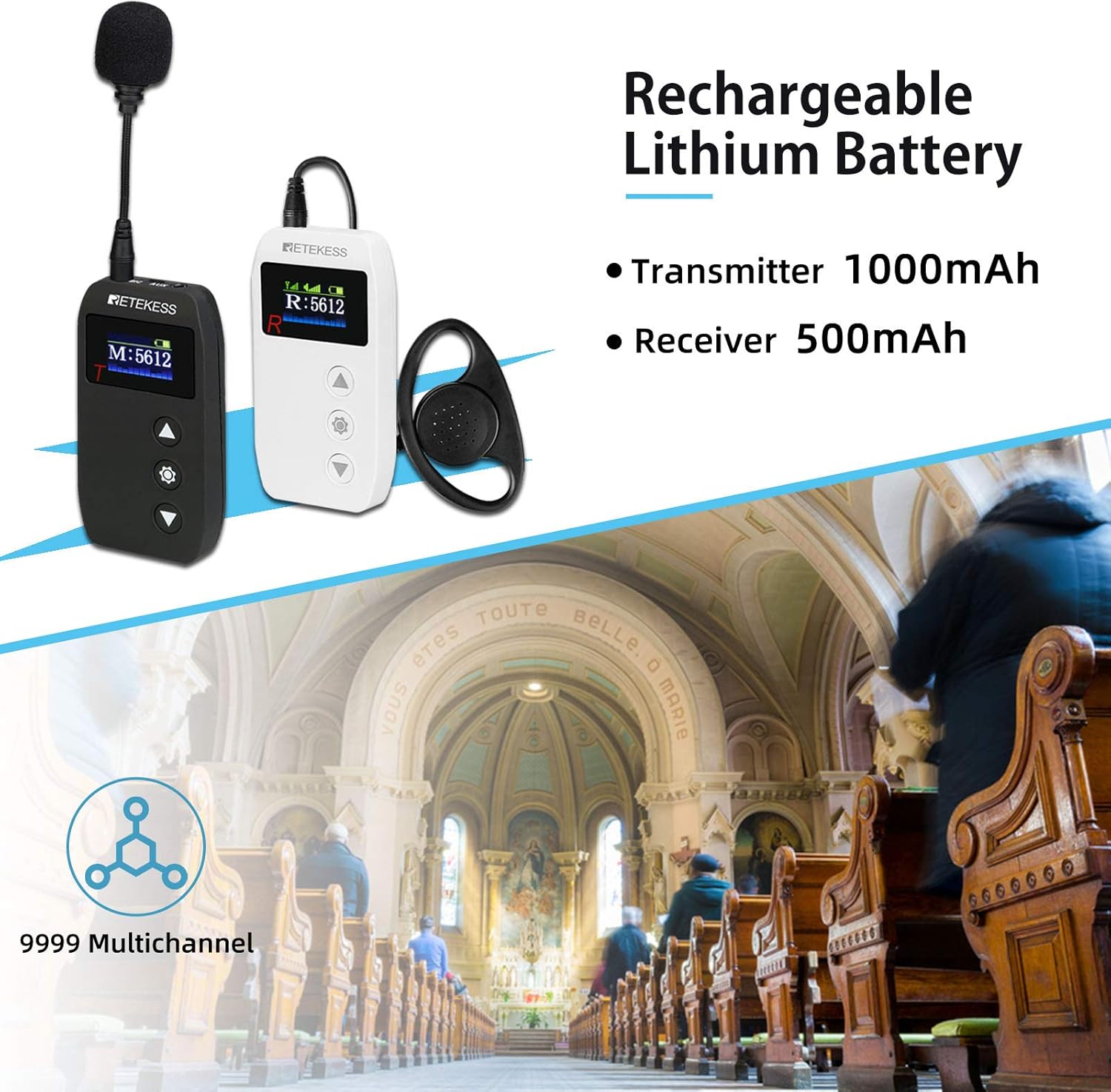 Retekess TT110 Tour Guide System,Church Translation Equipment,2.4G ...