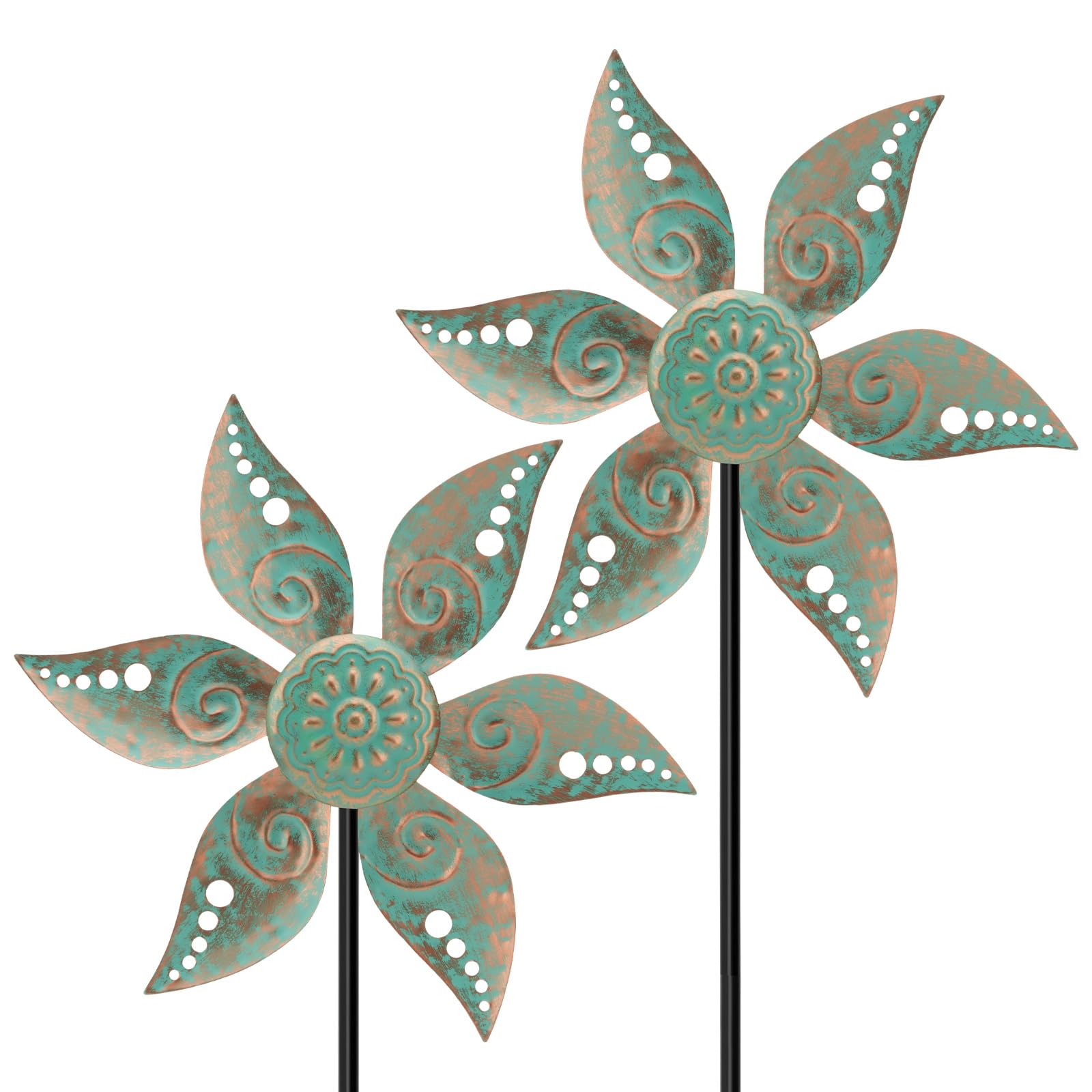 Jusimux 2 Pack Wind Spinners Outdoor Clearance Metal Vintage Green,Wind ...