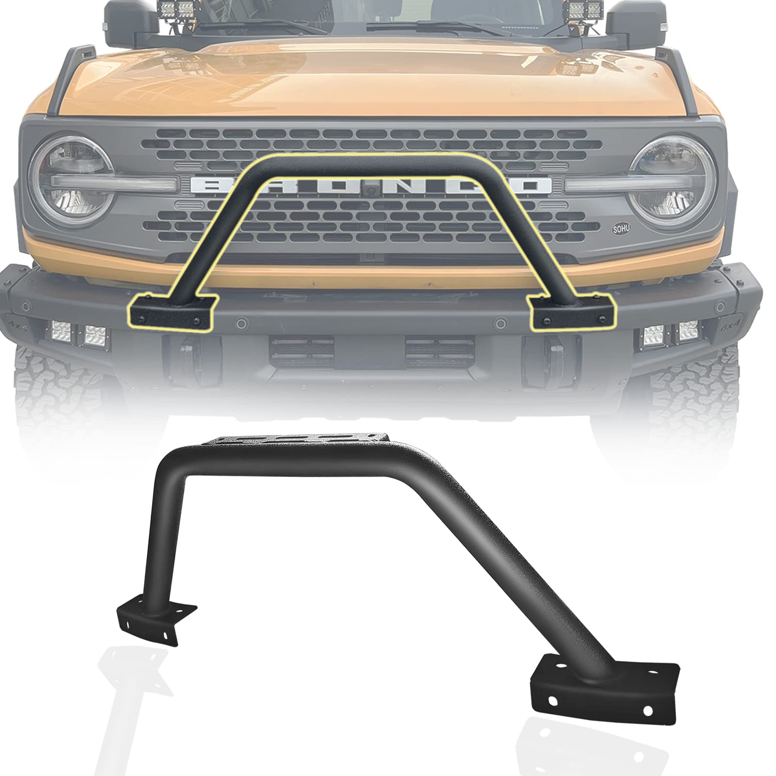 Modular Bumper Accessory Black Steel Bull Bar Brush Guard With Light ...