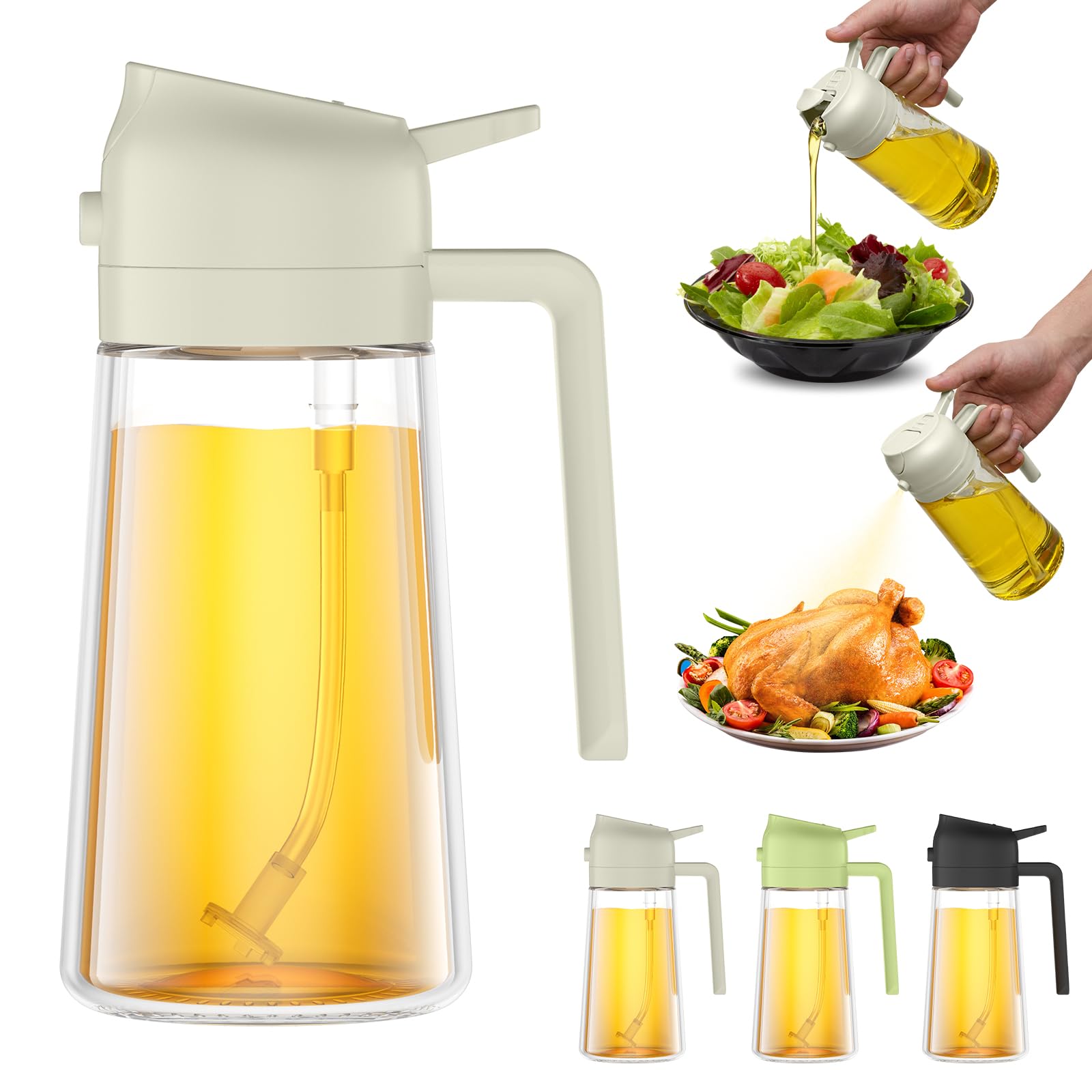 PUZMUG Oil Dispenser for Kitchen, 2 in 1 Olive Oil Dispenser Bottle ...