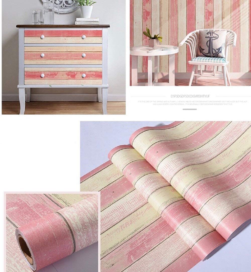 Peel And Stick Wallpaper Vintage Contact Paper Decorative Pink Wood ...