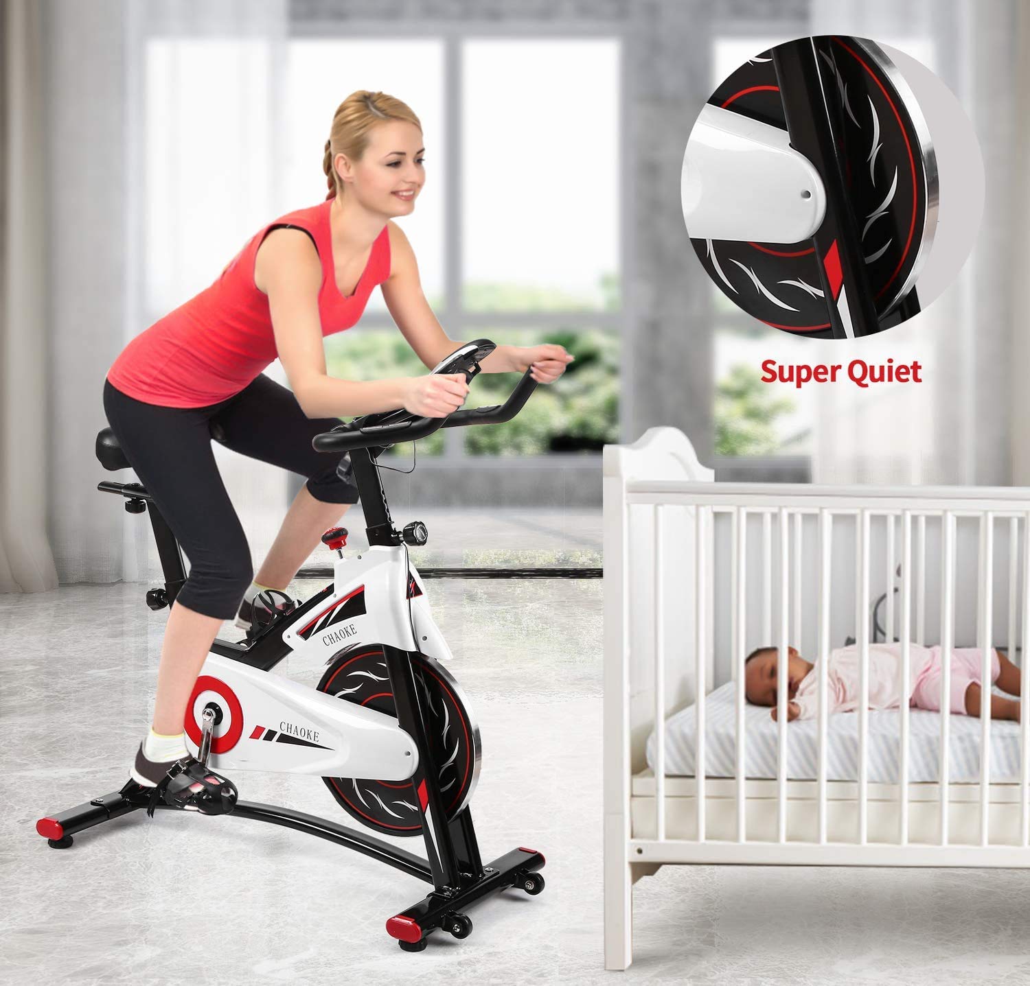 Exercise Bike, CHAOKE Indoor Cycling Bike, Stationary Bike Magnetic ...