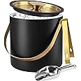 Amazon.com: Bakpoco 3L Ice Bucket with Silicone Lid, Scoop, Gold Tongs & Strainer, Stainless ...