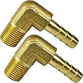 Amazon.com: 2pcsBrass Hose Barbed Elbow Fitting 90 Degree Elbow 3/8" Hose Barb to 1/8" NPT Male ...