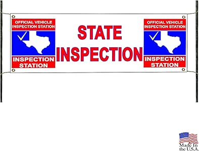 Amazon.com: State Inspection Official Vehicle Inspection Station Banner ...