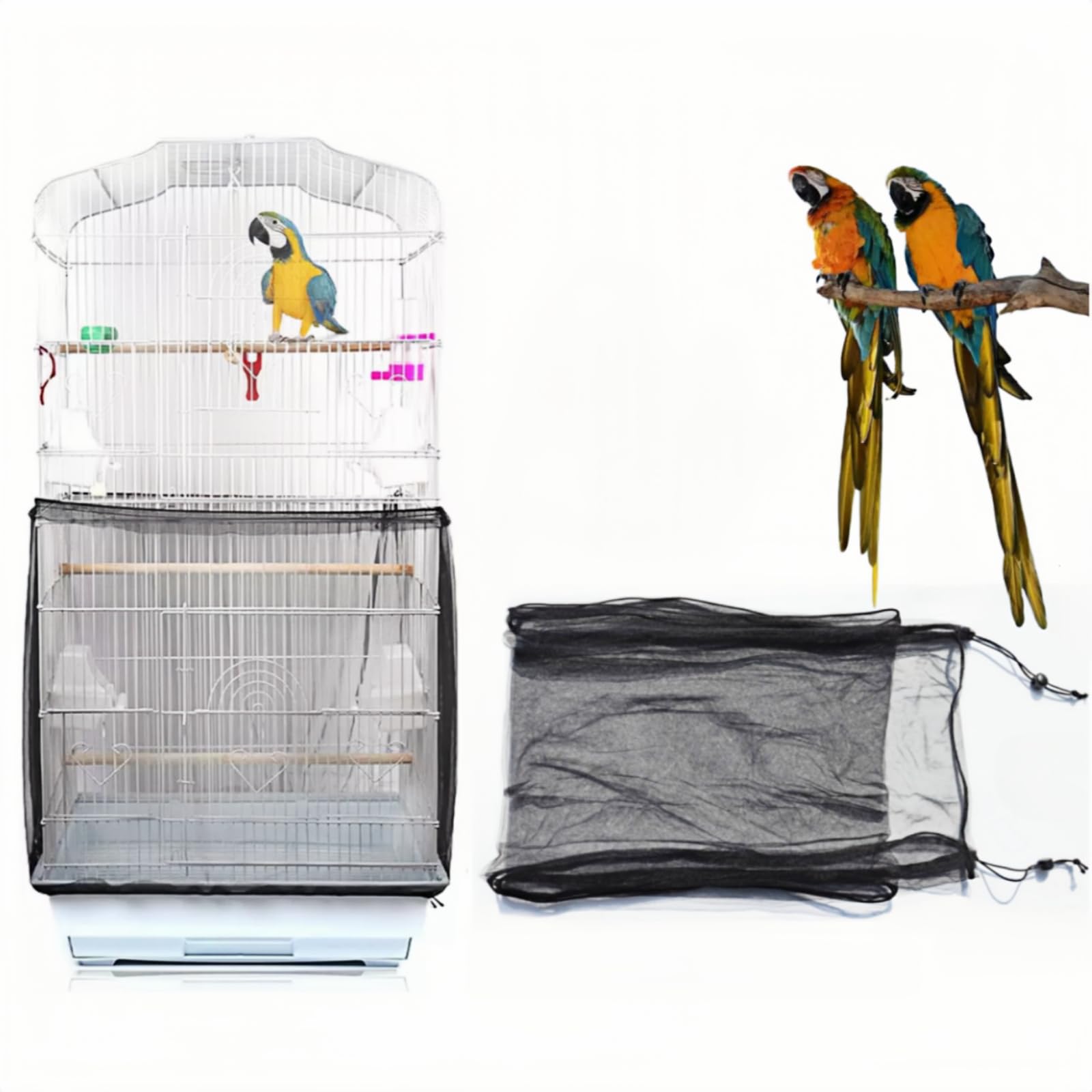 Bird Cage Seed Catcher, Adjustable Bird Cage Skirt, Soft and Airy Mesh ...