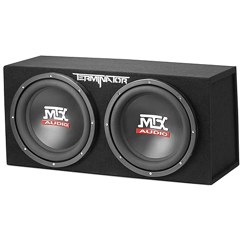 MTX Dual 12-Inch Subwoofers with Loaded Enclosure, 1200W Max Power ...