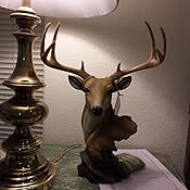 Amazon.com: Decorative Buck Bust Statue or Deer Head Sculpture with 8 ...