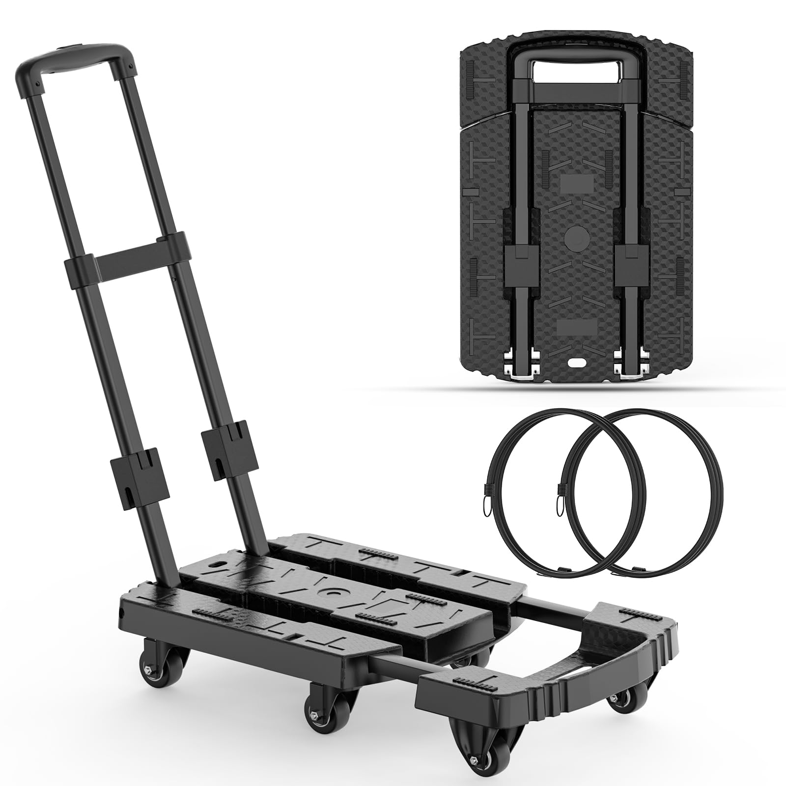 Folding Hand Truck, Pre-Installed 600lbs Heavy Duty Dolly Cart ...