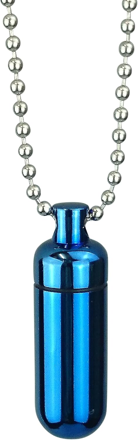 Amazon.com: Tablet Pill Holder Pendant Necklace with Chain In Metallic ...