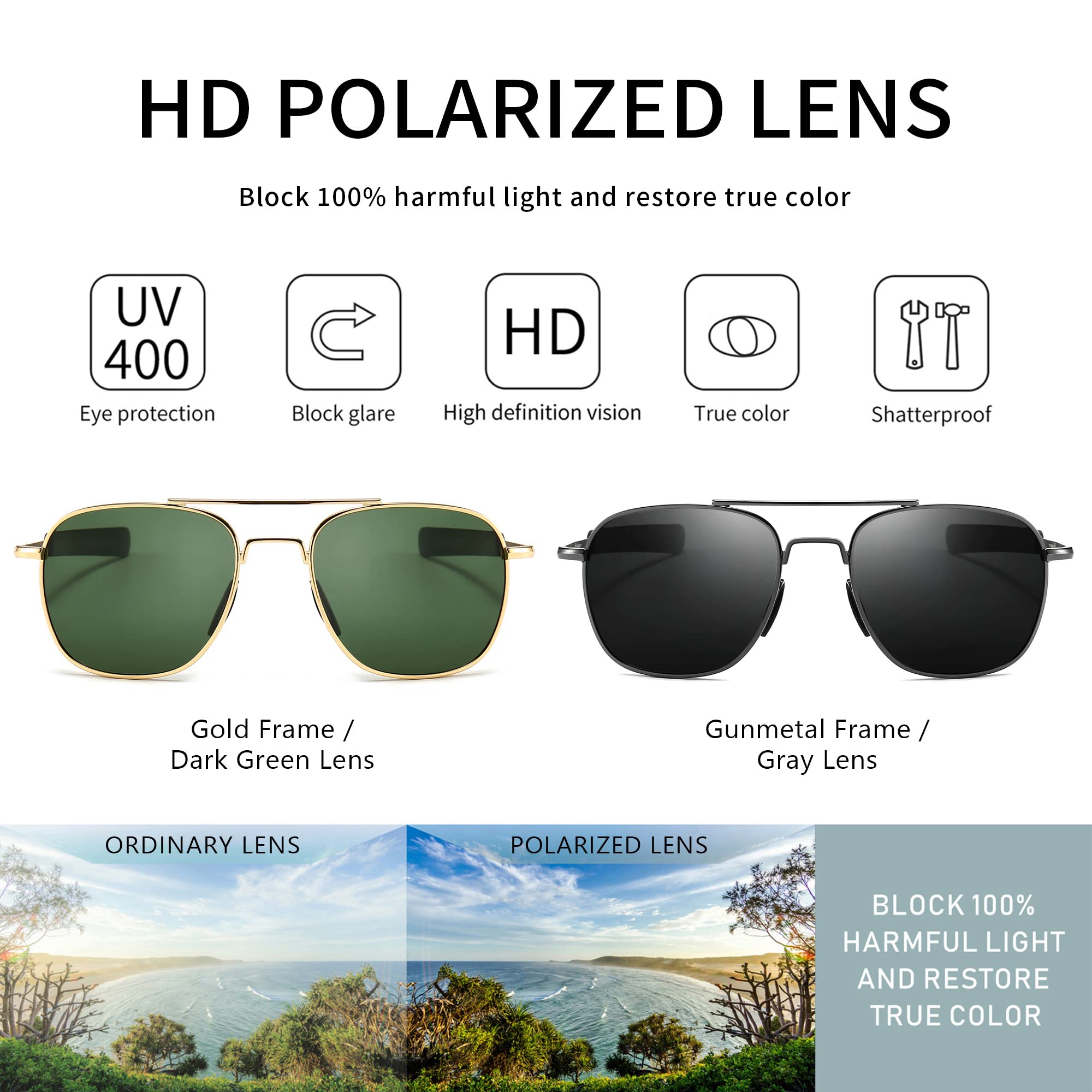 Mua SUNGAIT Men's Military Style Polarized Pilot Aviator Sunglasses ...