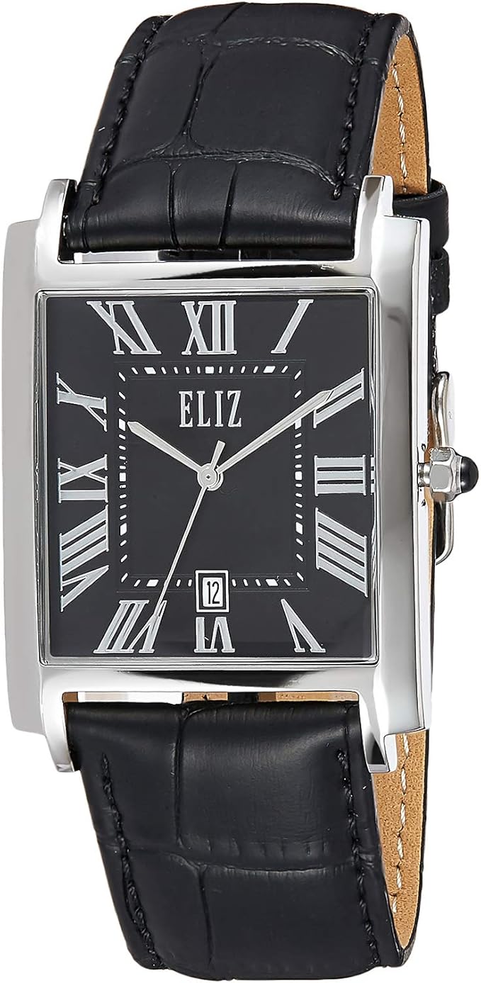 Eliz Men's Black Dial Genuine Leather Band Watch - 8538G: Buy Online at ...