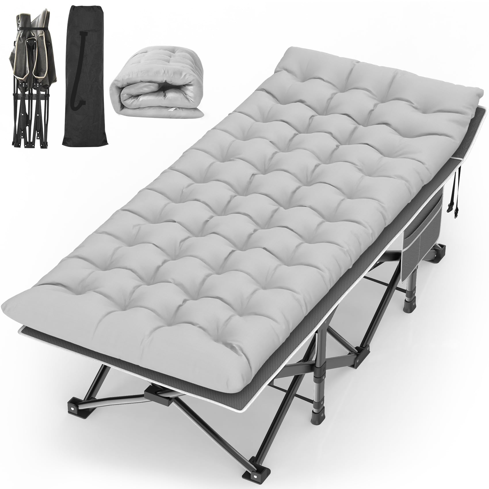 Suteck Camping Cot, 32In XXL Folding Camping Cot Heavy Duty Sleeping Bed for Adults 1200D Double ...