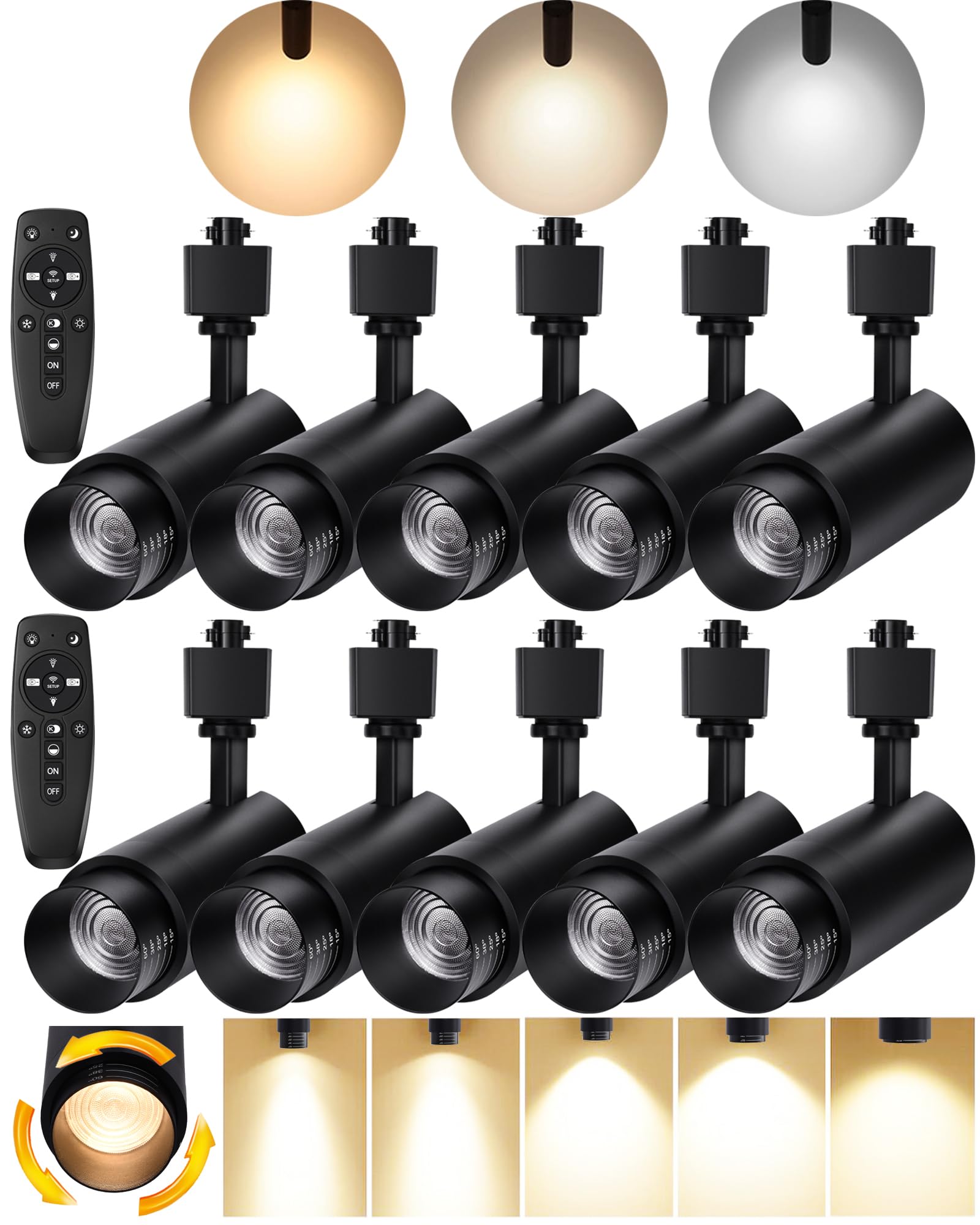 Motrackcao Zoomable LED Track Lighting Heads,2700K-6500K Stepless ...