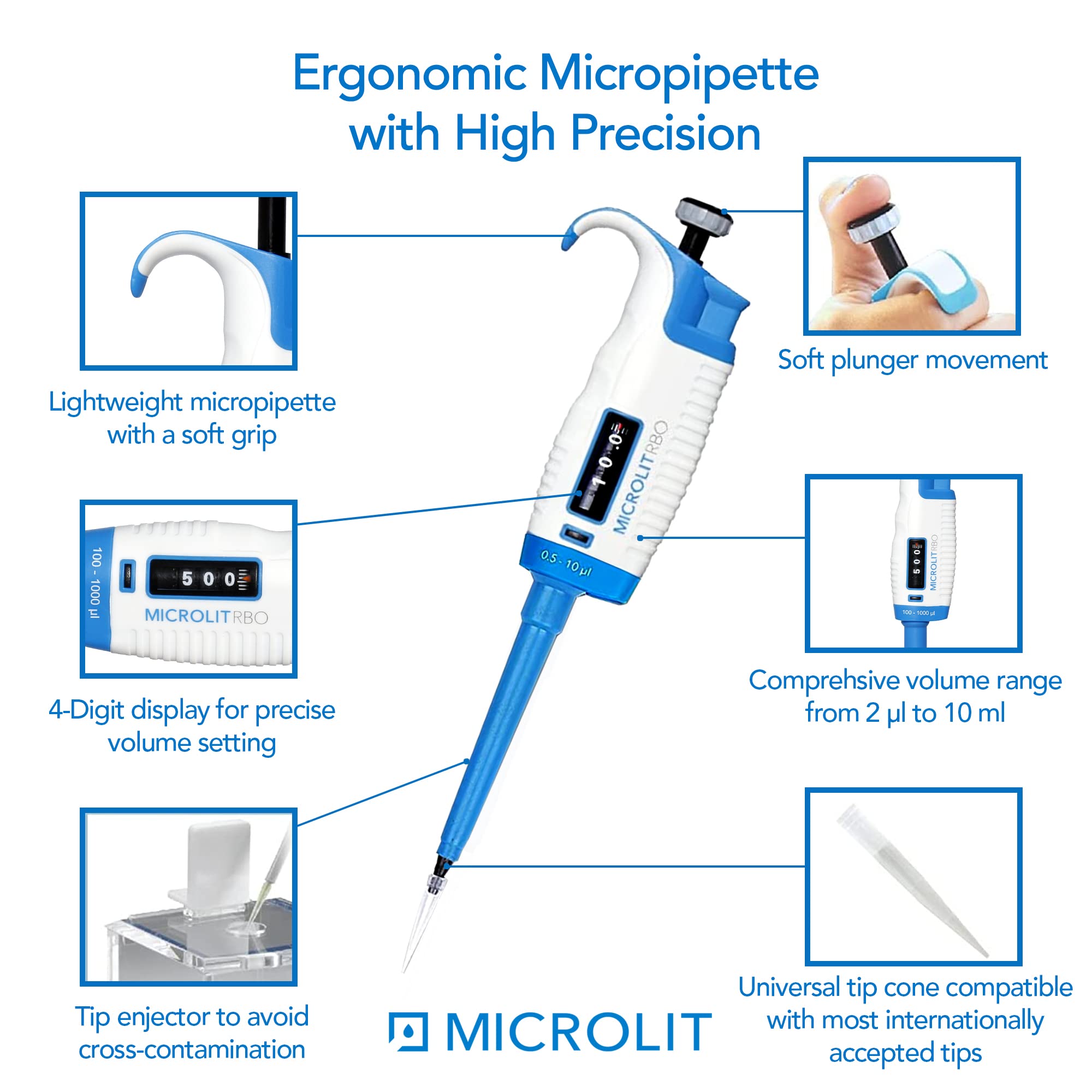 Mua MICROLIT - Single-Channel Pipettes with Adjustable Volume, Accurate ...