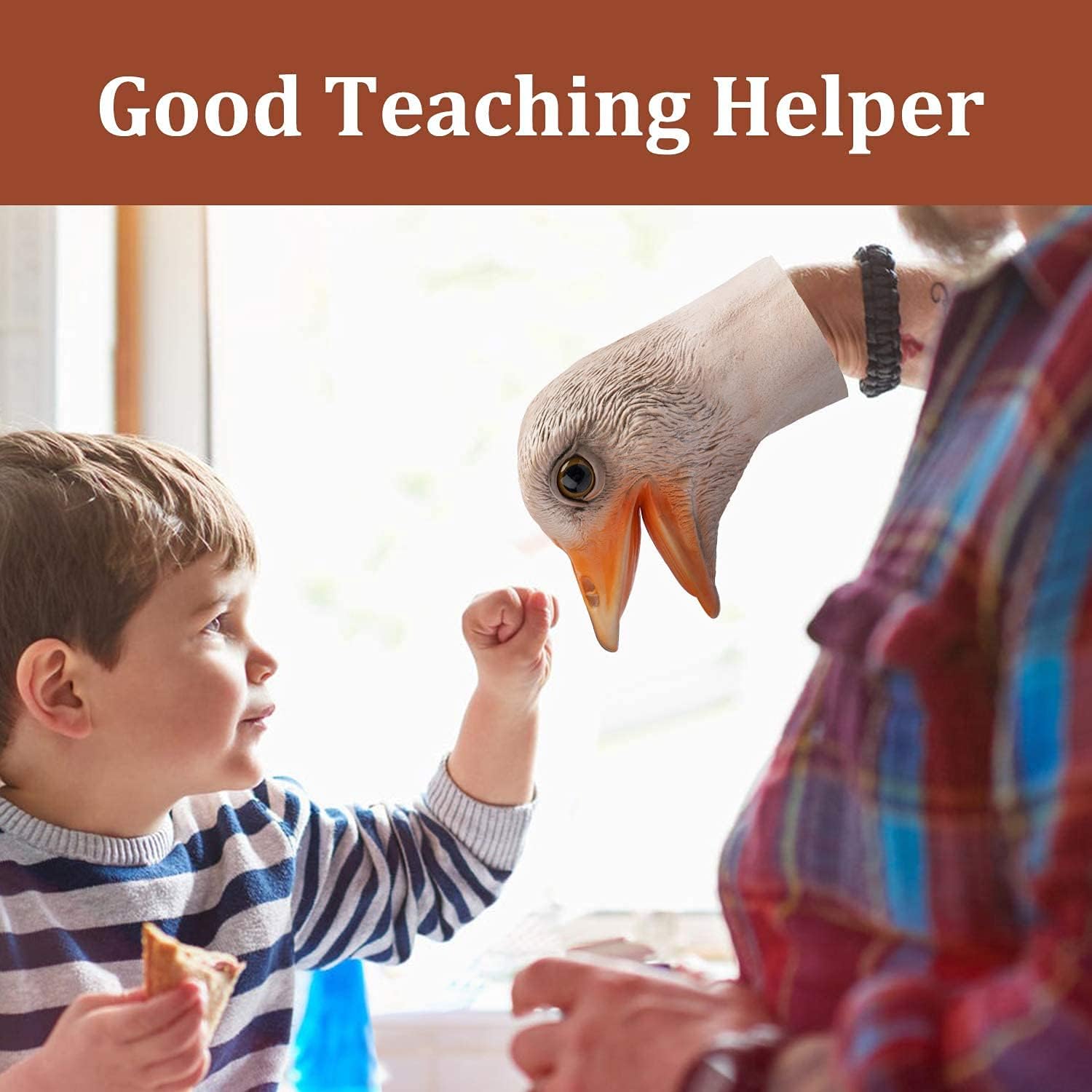 CreepyParty Ostrich Hand Puppets Bird Head Puppet Toys Realistic Latex ...