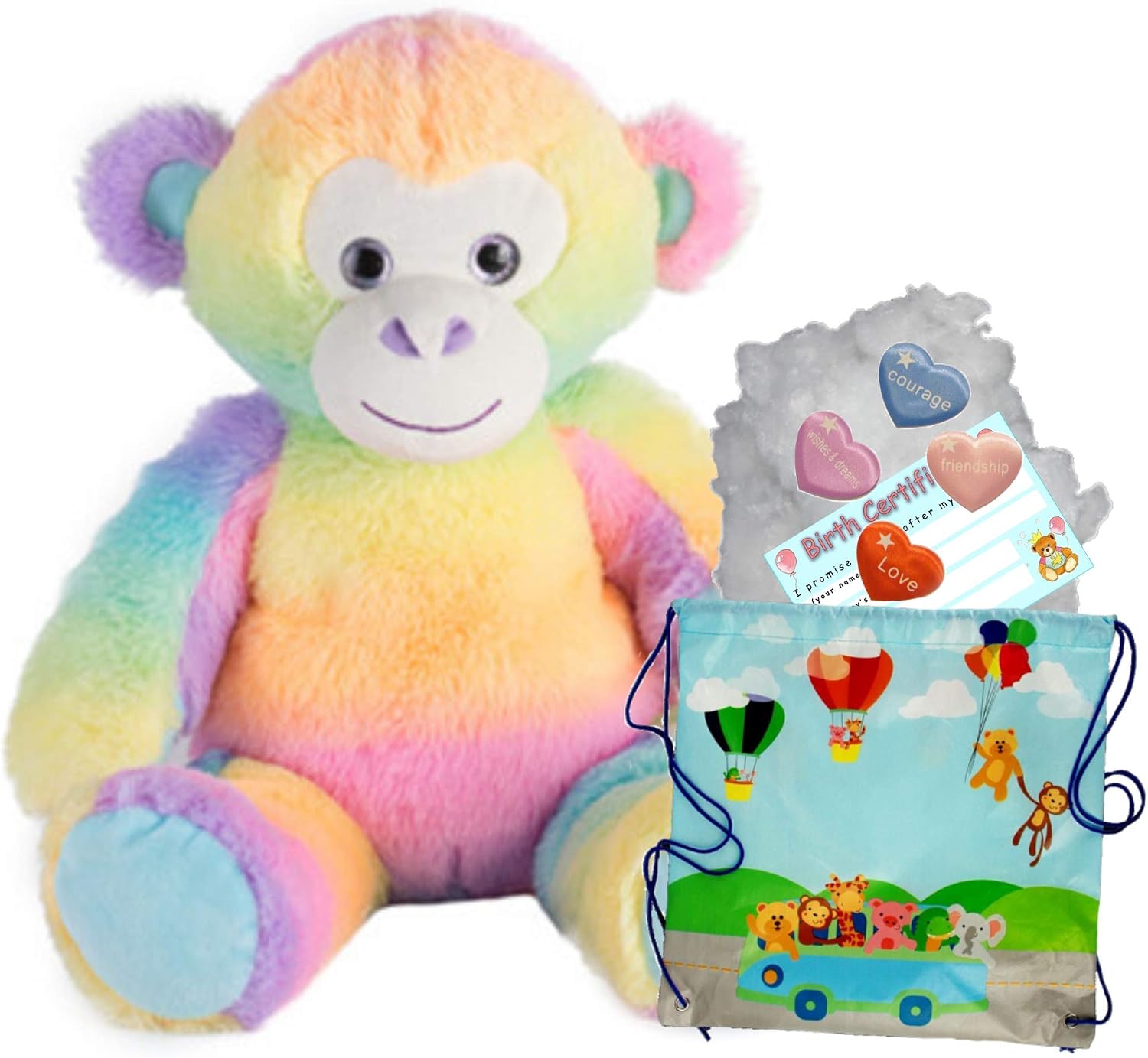 Rainbow Monkey Plush Soft Toy – Build your own Teddy Bear Making Kit ...