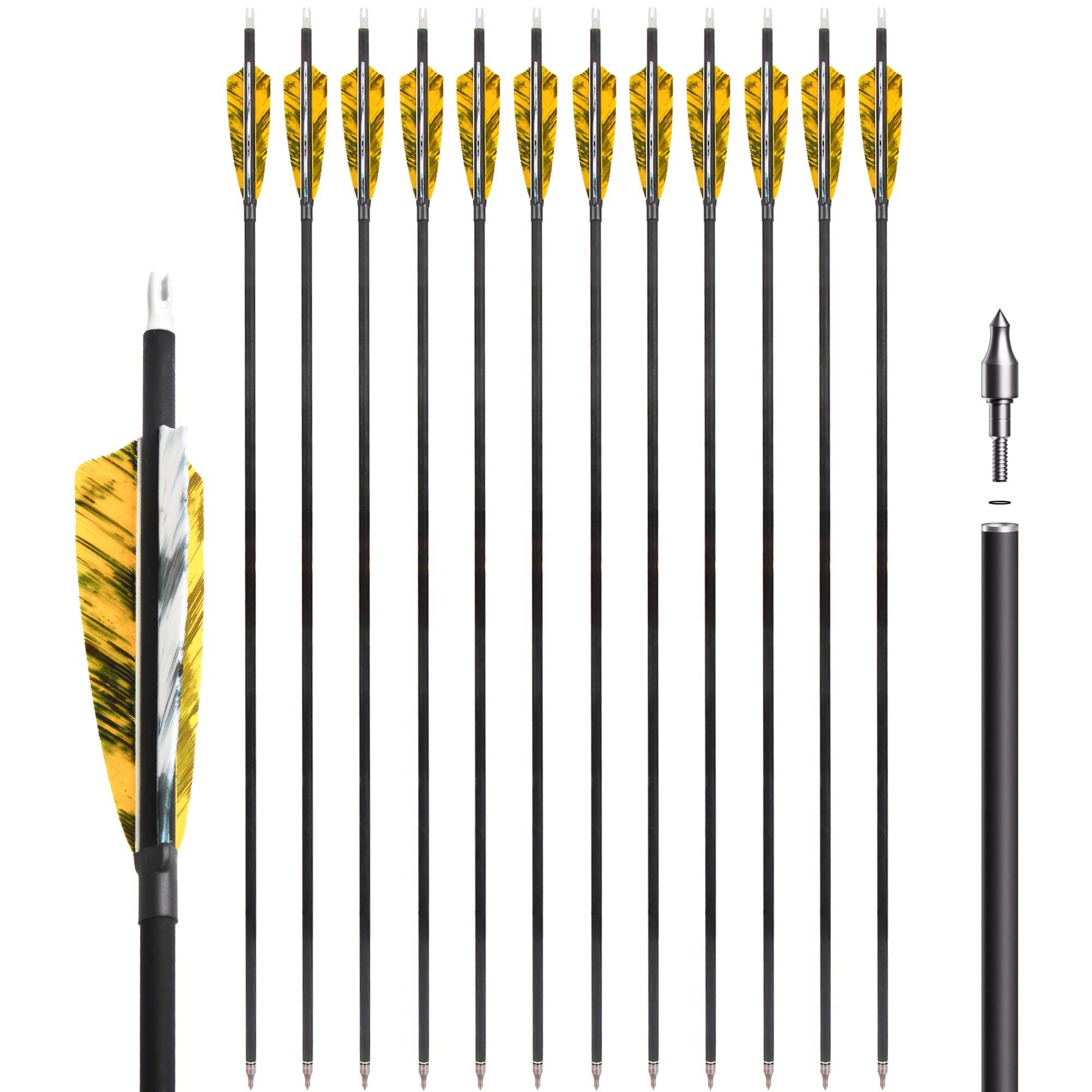 NorthSpoor 12Pcs 31 Inch Carbon Arrows - Turkey Feathers Archery ...